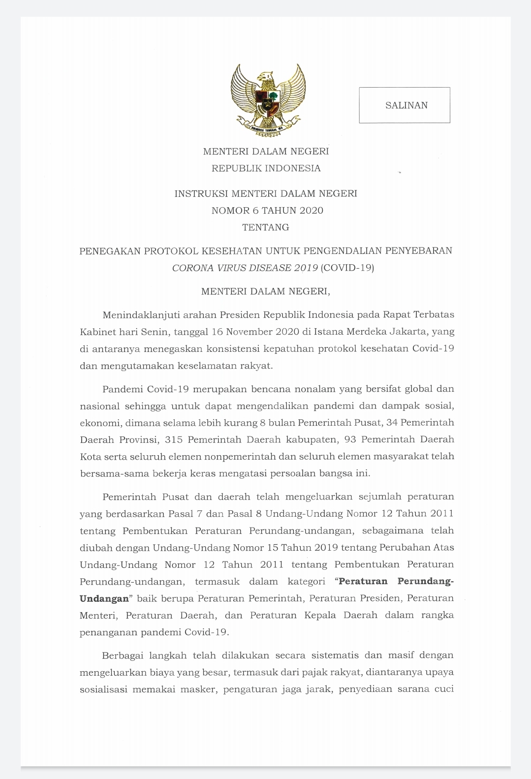 Instruksi Mendagri Kepala Daerah Bisa Dicopot Jika Abaikan Penegakan